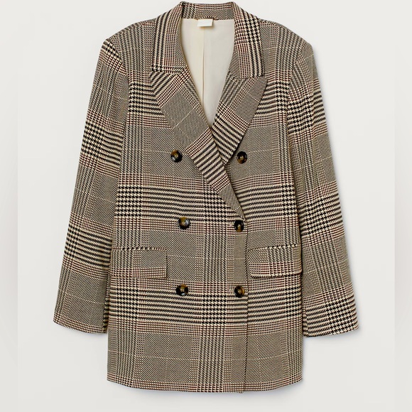 H&M | Jackets & Coats | Hm Double Breasted Oversized Plaid Blazer ...